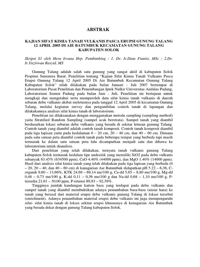 Kajian Sifat Kimia Tanah Vulkanis | PDF