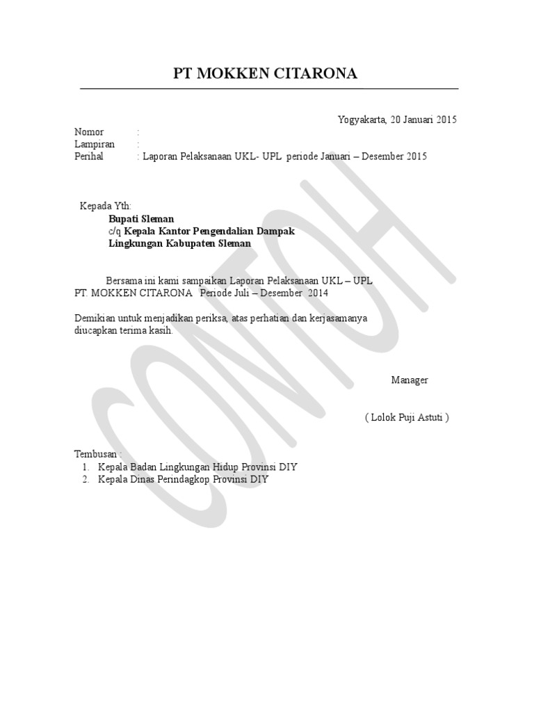 Contoh Laporan BLH | PDF