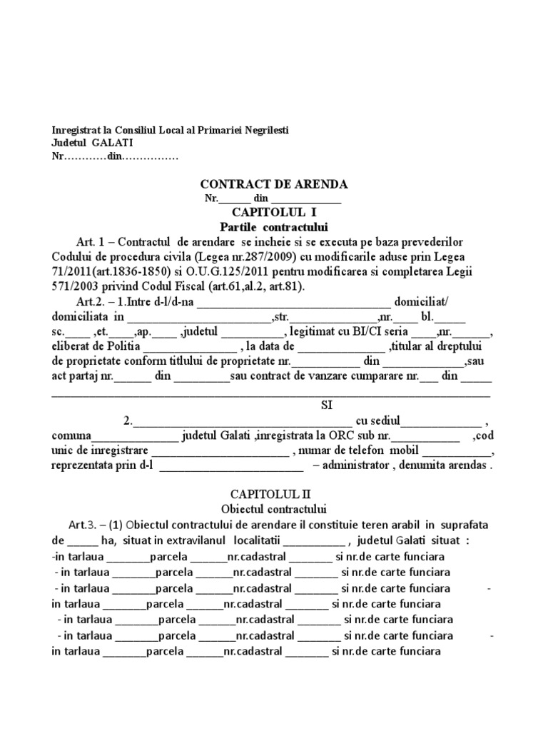 Contract Arenda Model 2 | PDF