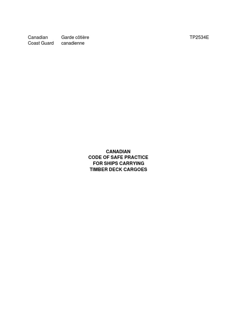 CO Code of Safe Practice For Carrying Deck Timber Cargoes | PDF | Ships | Lumber