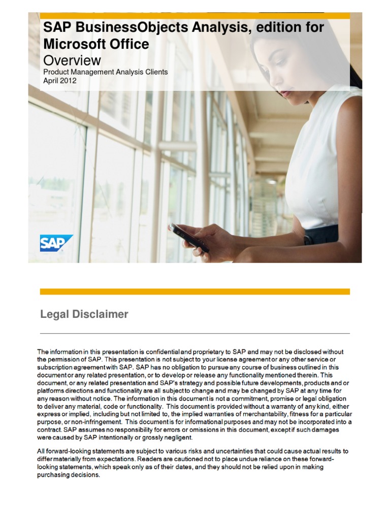 SAP BusinessObjects Analysis, Edition For Microsoft Office Overview ...