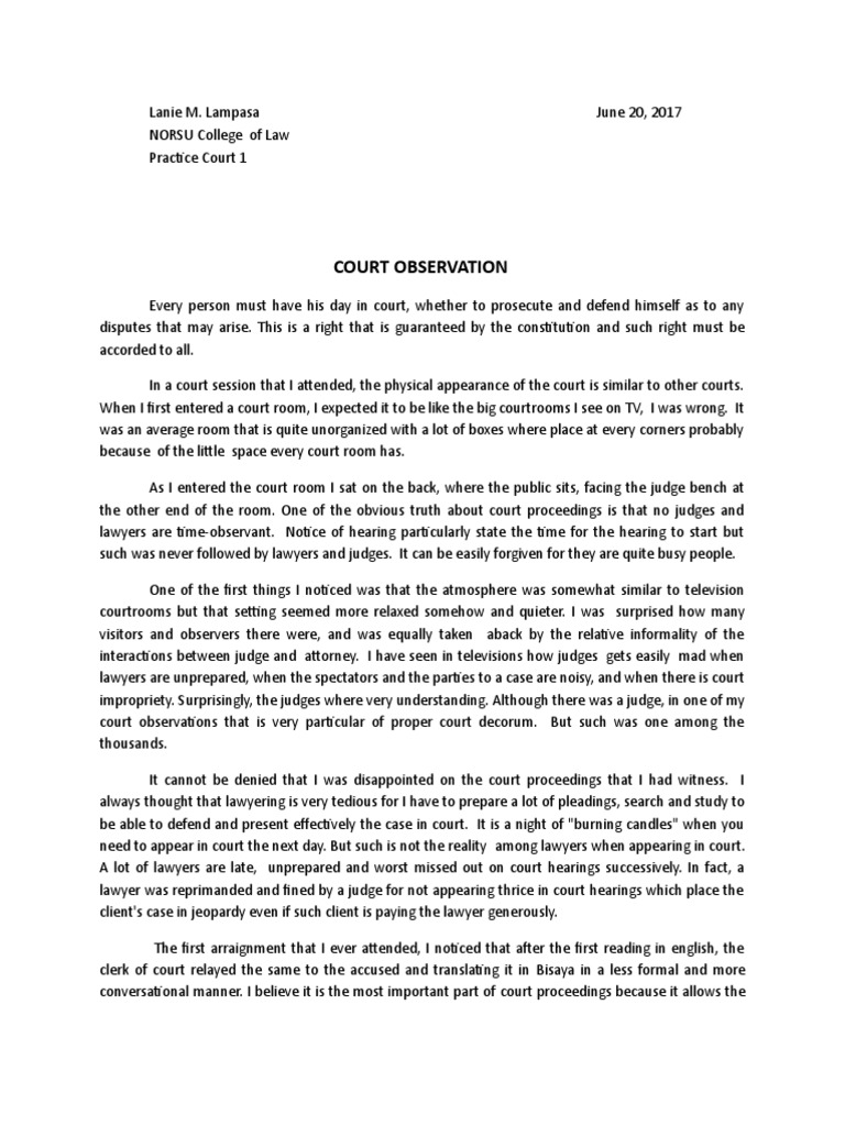 Court Observation | Lawyer | Courtroom