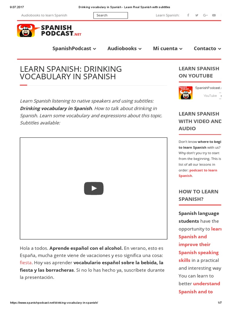 Drinking Vocabulary in Spanish - Learn Real Spanish With Subtitles ...