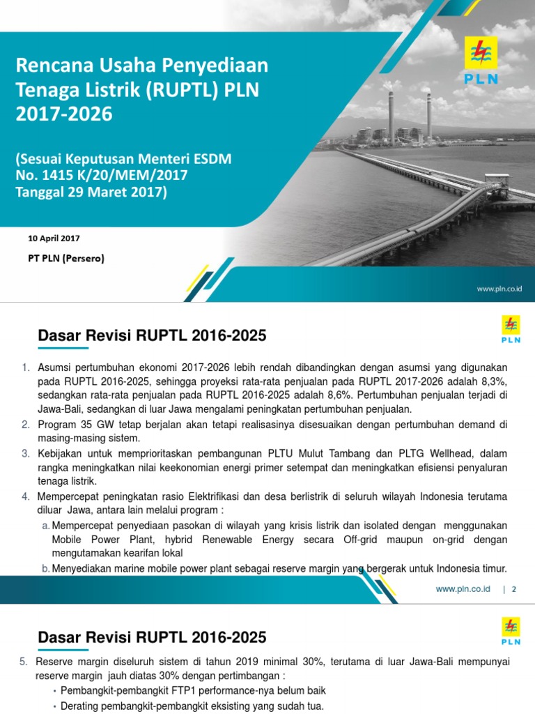 Presentasi RUPTL 2017-2026 | PDF