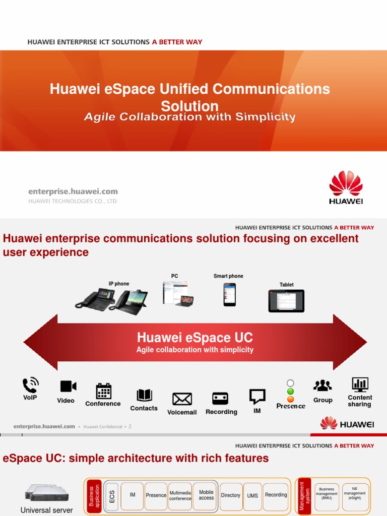 Huawei ESpace Unified Communications Solution Presentation For ...