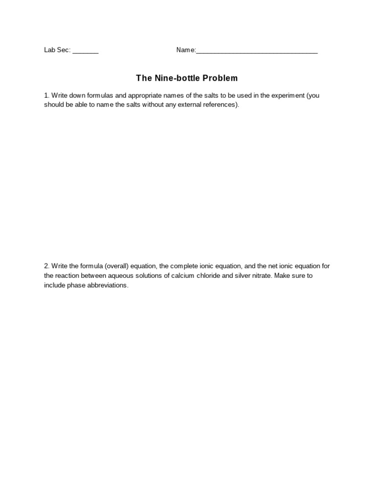 The Nine Bottle Problem | PDF