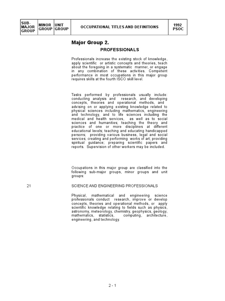 Occupational Titles and Definitions for Science and Engineering ...