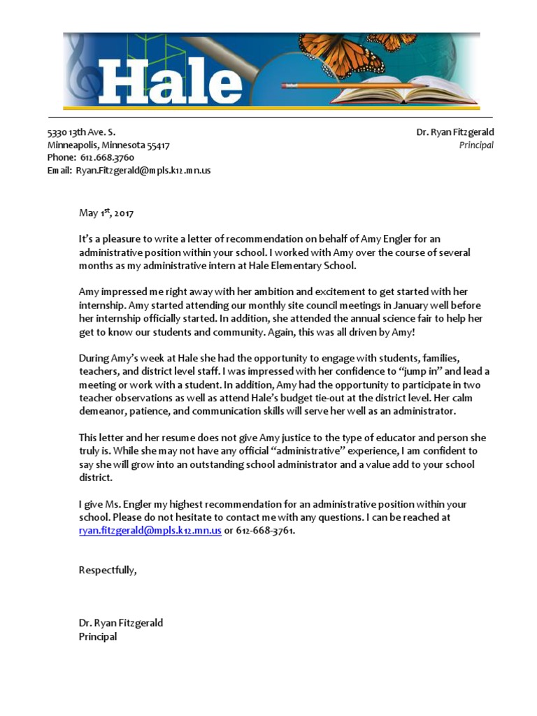 Amy Engler Letter of Rec | PDF | Learning | Schools