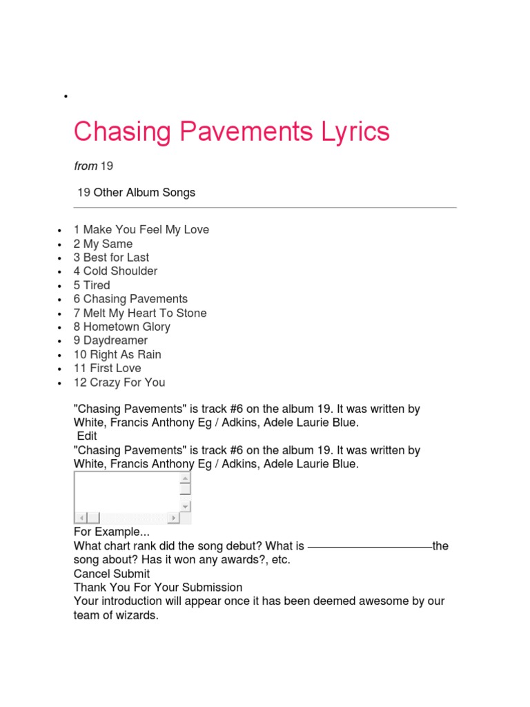 26) Chasing Pavement (Adele) | PDF | Pop Songs | Pop Music