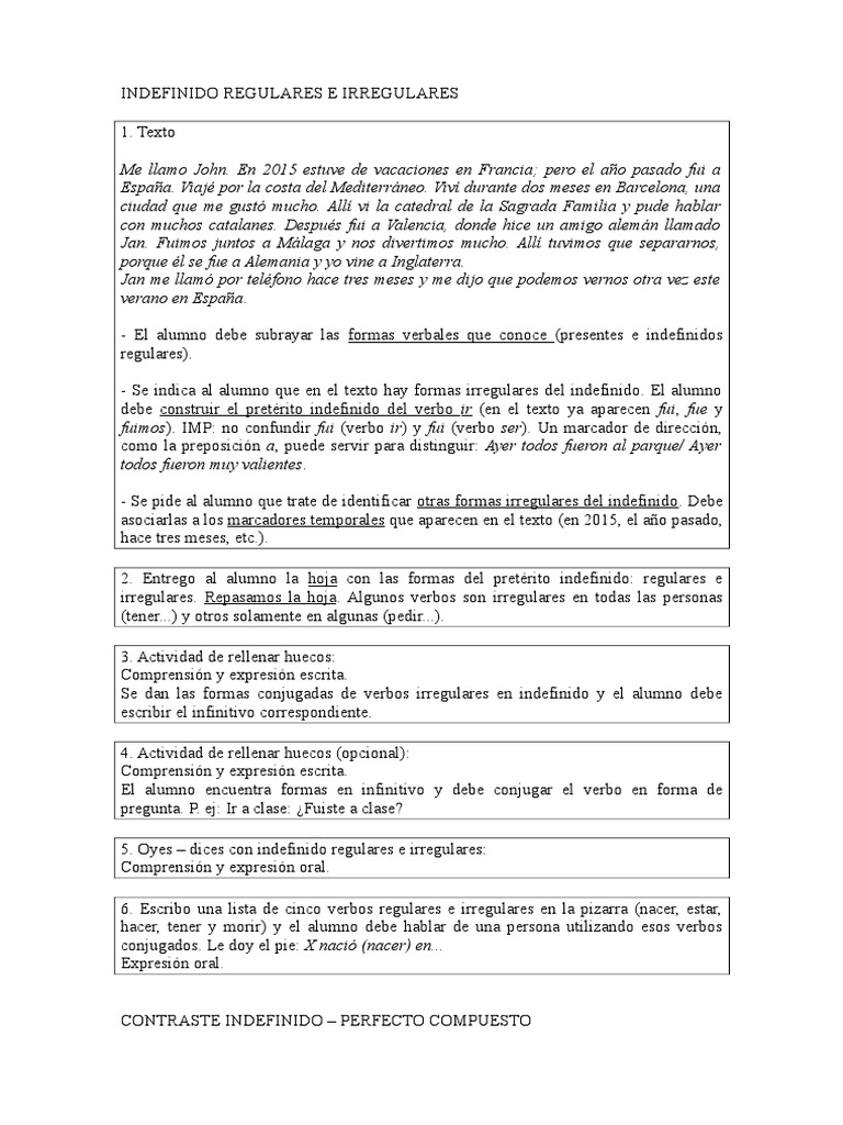 Indefinido y Contraste Con Perfecto | PDF | Verbo | Lingüística