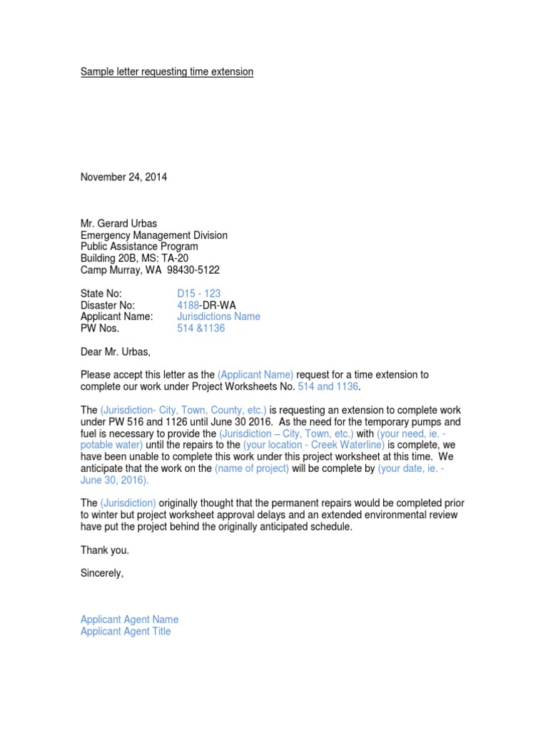 Time Extention Letter Sample 2014 | PDF