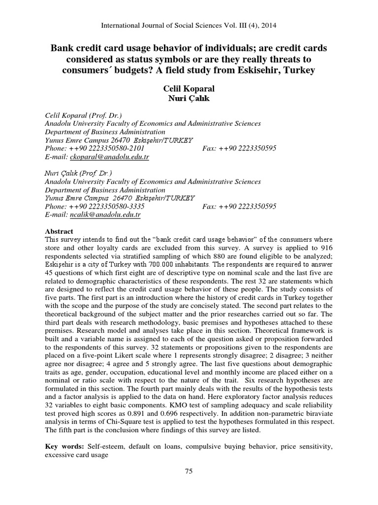 Bank Credit Card Usage Behavior of Individuals Are Credit Cards ...