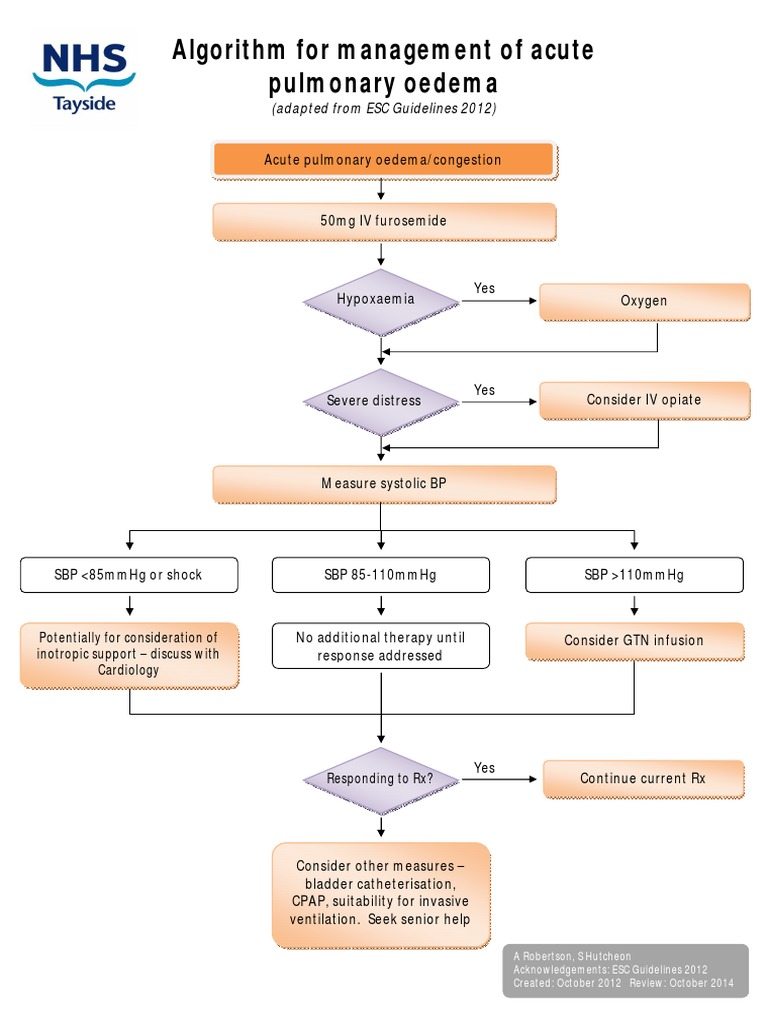 Algorithm For Management of Acute Pulmonary Oedema | PDF