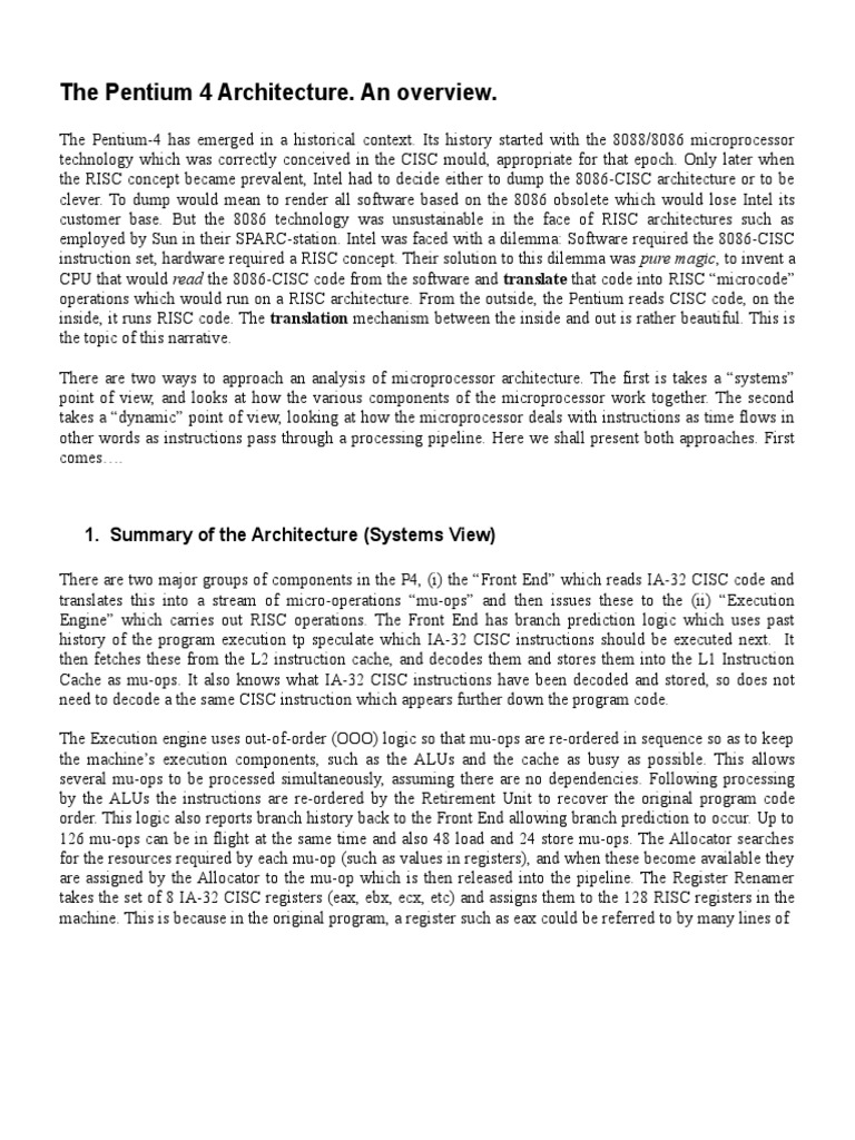 The Pentium 4 Architecture | PDF | Cpu Cache | Electronic Design