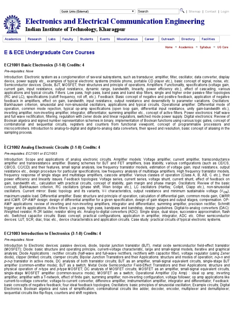 IIT KGP Syllabus | PDF | Amplifier | Mosfet