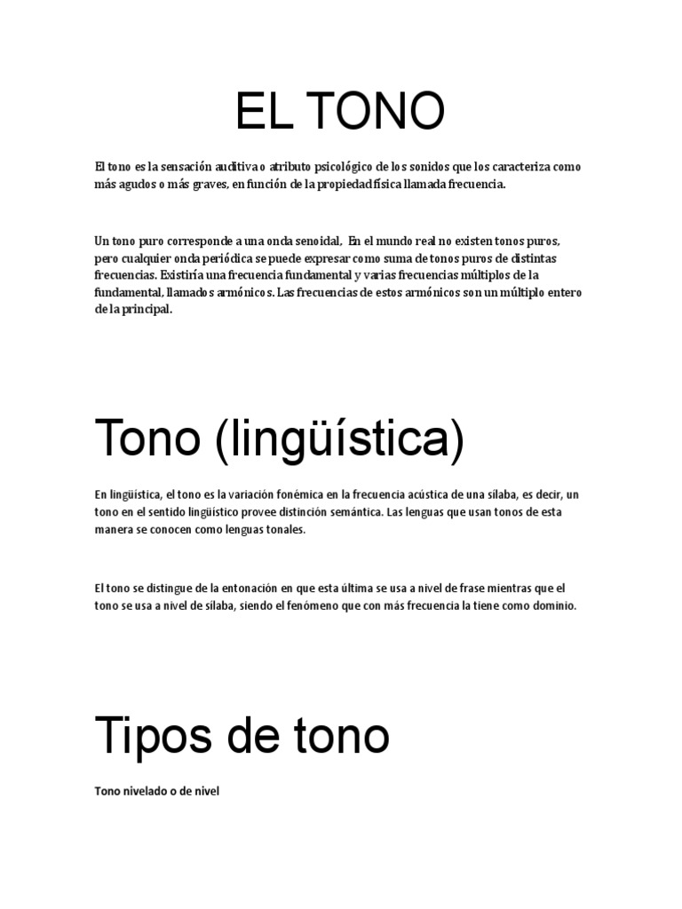 El Tono | PDF | Sonido | Ciencia cognitiva