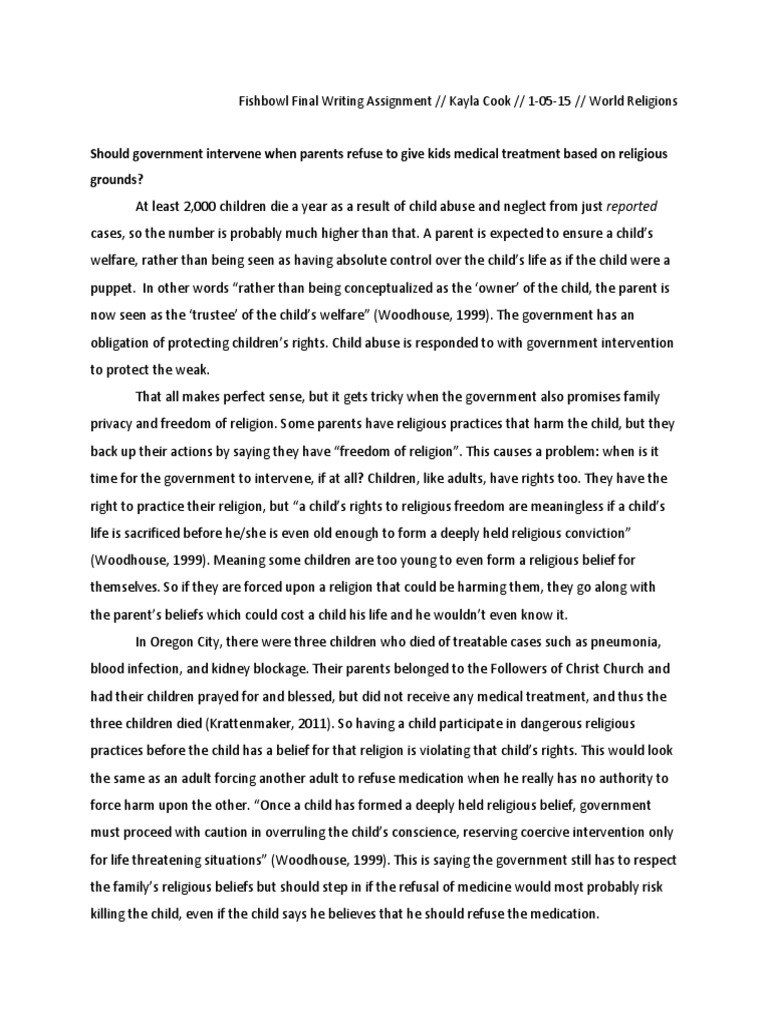 Fishbowl Final Writing Assignment | PDF | Child Abuse | Children's Rights
