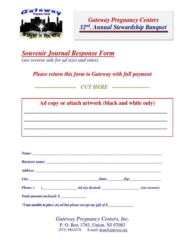 Banquet 2017 Ad Journal Response Form | PDF
