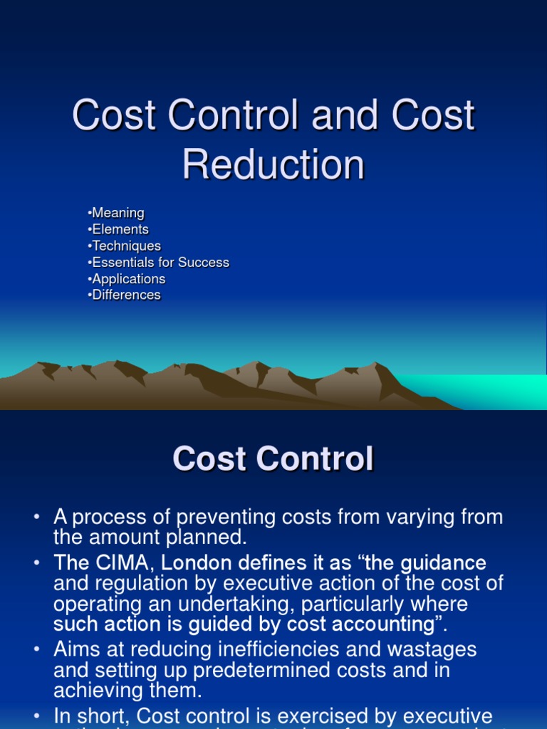 Distinguishing Cost Control from Reduction | PDF | Cost Accounting | Cost