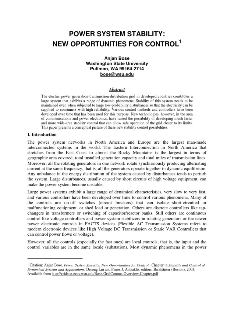 Power System Stability | PDF | Electric Power System | Electric Power ...