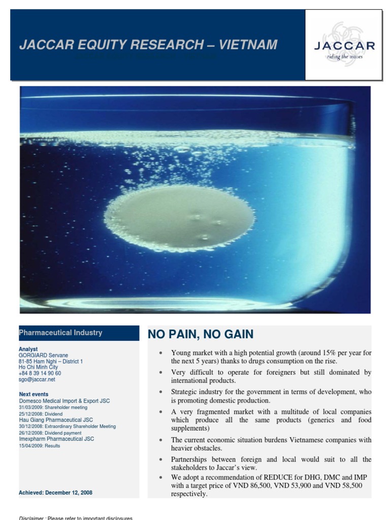 Sector Report - Pharma - Jaccar | PDF | Pharmacy | Pharmaceutical Industry