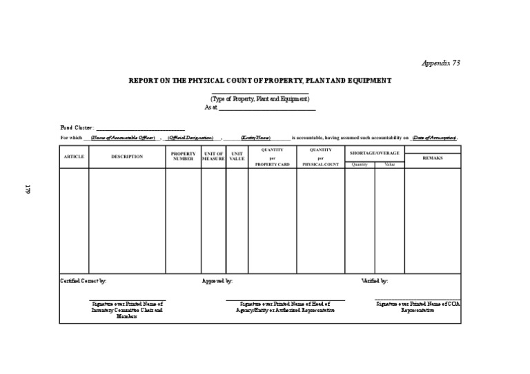 Report On The Physical Count of Property, Plant and Equipment | PDF
