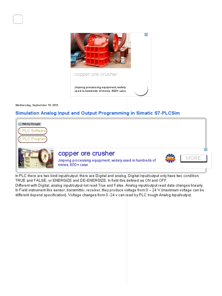 Simulation Analog Input And Output Programming In Simatic S7 Plcsim 8025