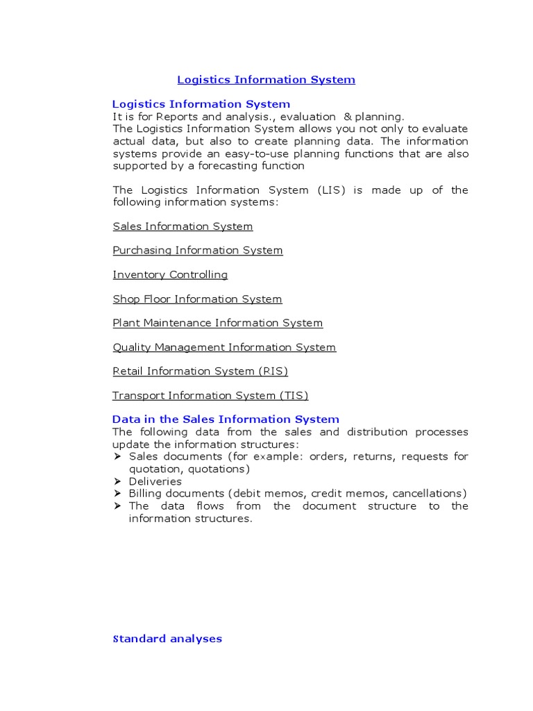 Logistics Information System | Download Free PDF | Logistics ...