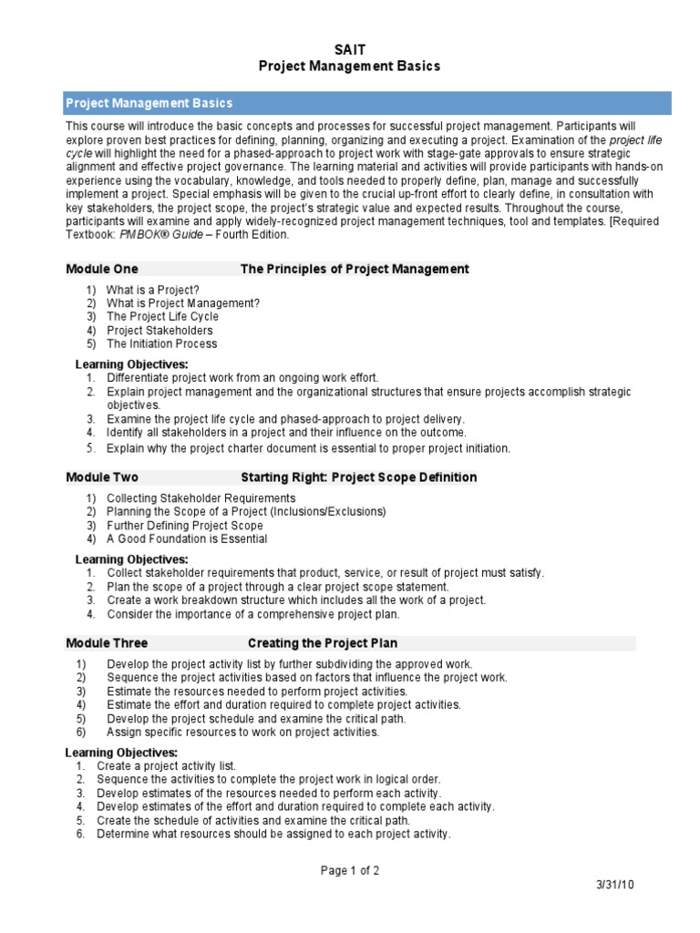 Course Outline | PDF | Project Management | Accountability