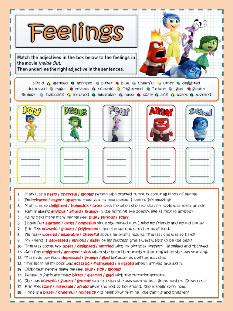 Inside Out Feelings Worksheet Key | PDF | Leisure