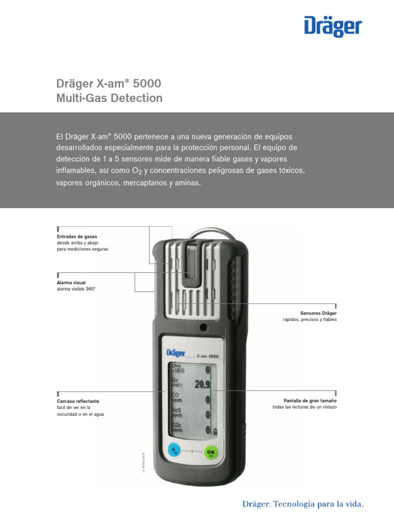 Dräger X-Am 5000 Multi-Gas Detection: Entradas de Gases | PDF | Batería ...