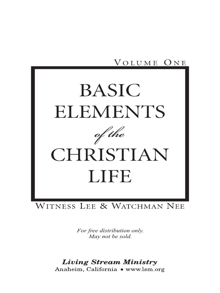 BASIC ELEMENTS of The CHRISTIAN LIFE - v.1 | PDF | Assurance (Theology ...