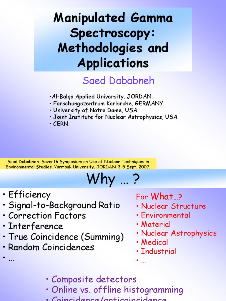 Gamma Spectroscopy Techniques Overview | PDF | Nuclear Reaction ...