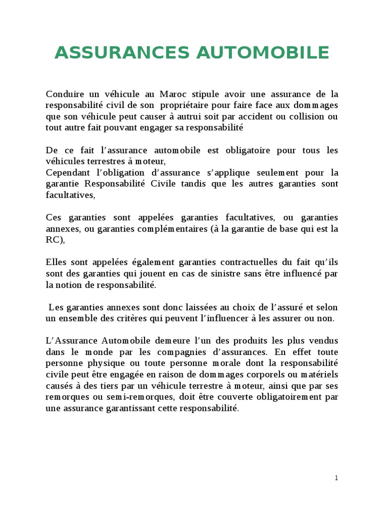 Assurance Auto PDF | PDF | Assurance | Voitures