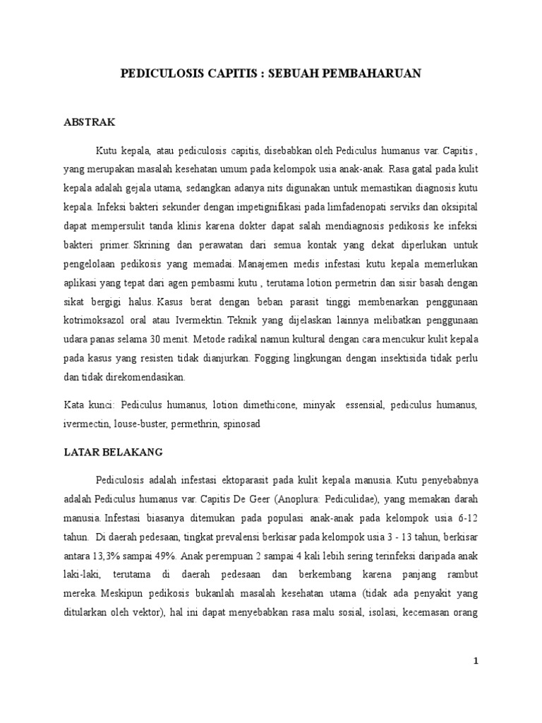 Pediculosis Capitis Baru | PDF
