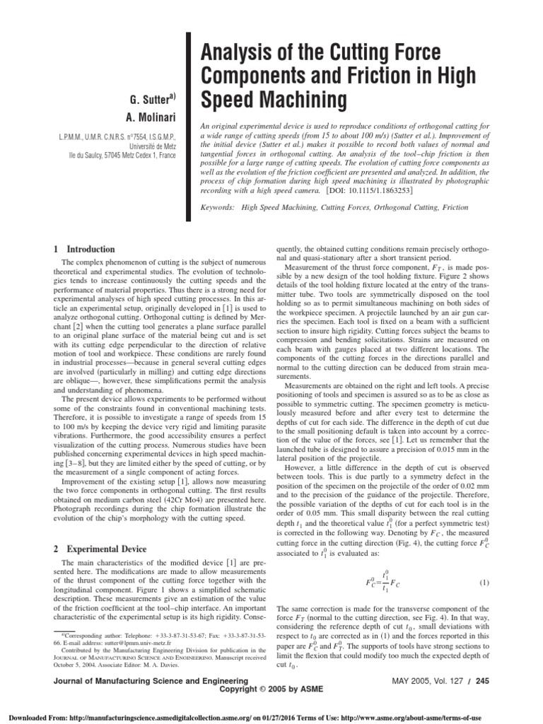 Paper-2 Clase 1 Mecanizado | PDF | Machining | Force