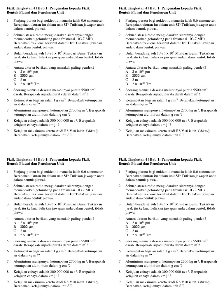 Bentuk Piawai Dan Penukaran Unit | PDF