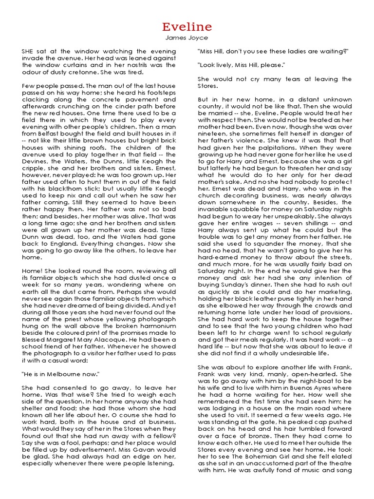 Eveline: James Joyce | PDF