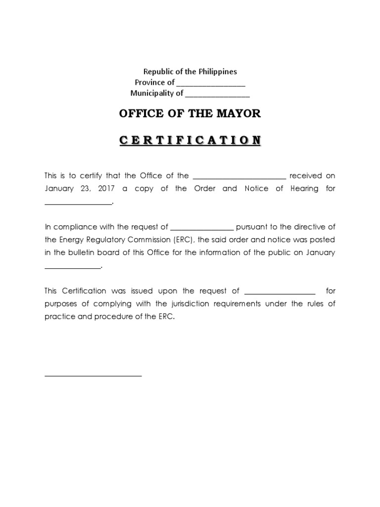 Office of The Mayor Certification | PDF
