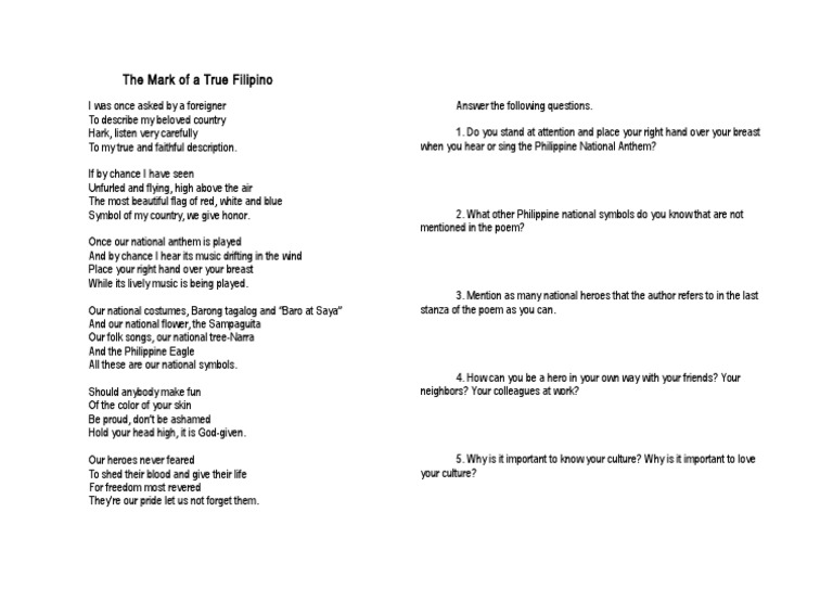 The Mark of a True Filipino