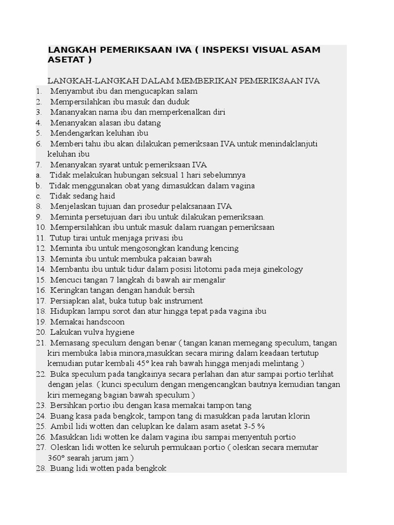 Sop Langkah Pemeriksaan Iva | PDF | Sains & Matematika | Gaya Hidup