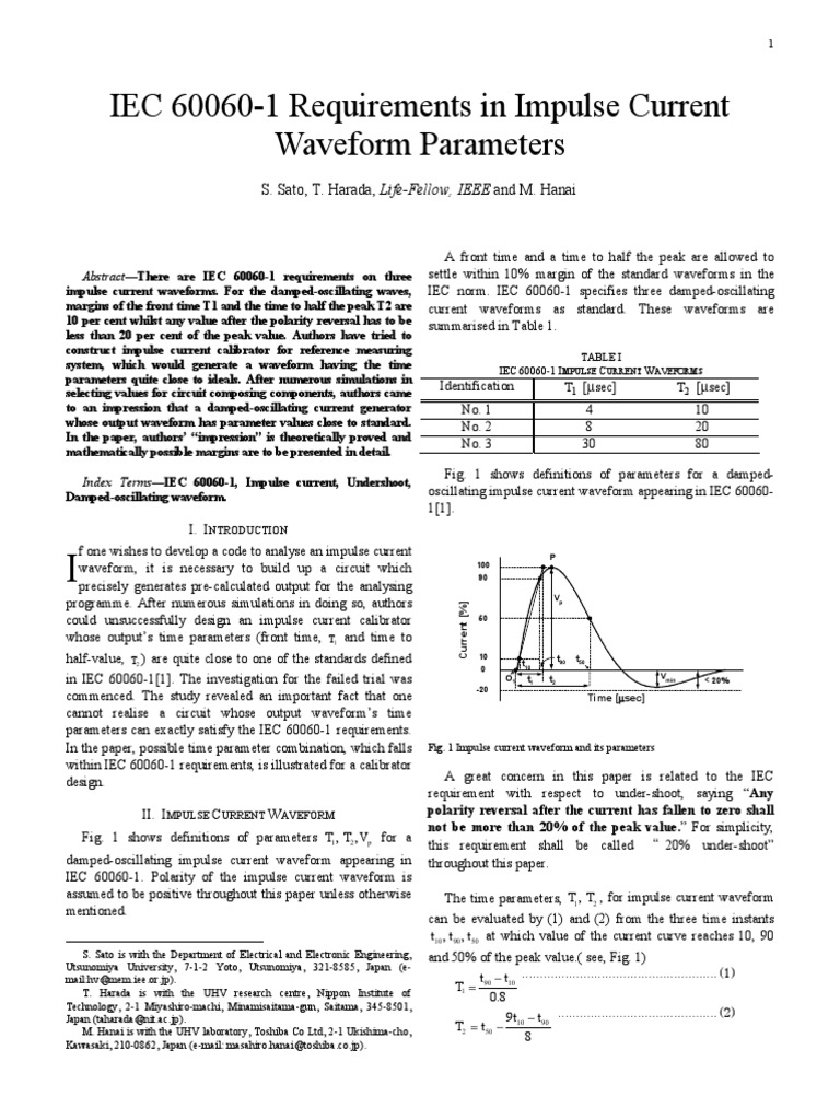 IEC 60060-1 Requirements in Impulse Current Waveform Parameters | PDF | Time | Ratio