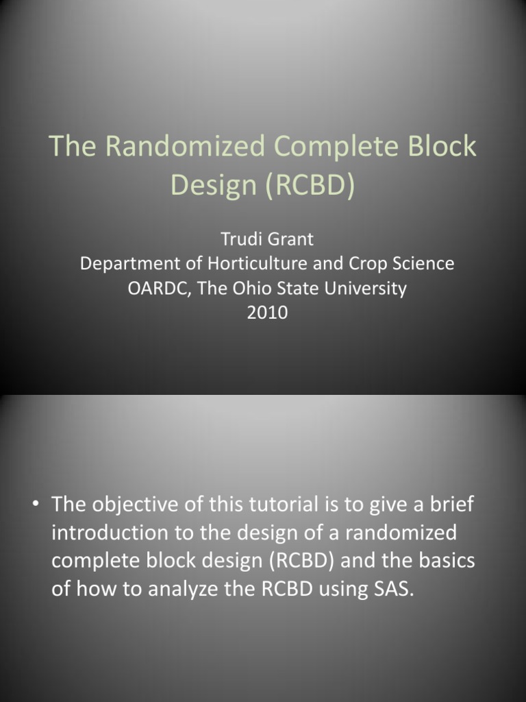Randomized Complete Block Design Tutorial | PDF | Experiment | Sas (Software)