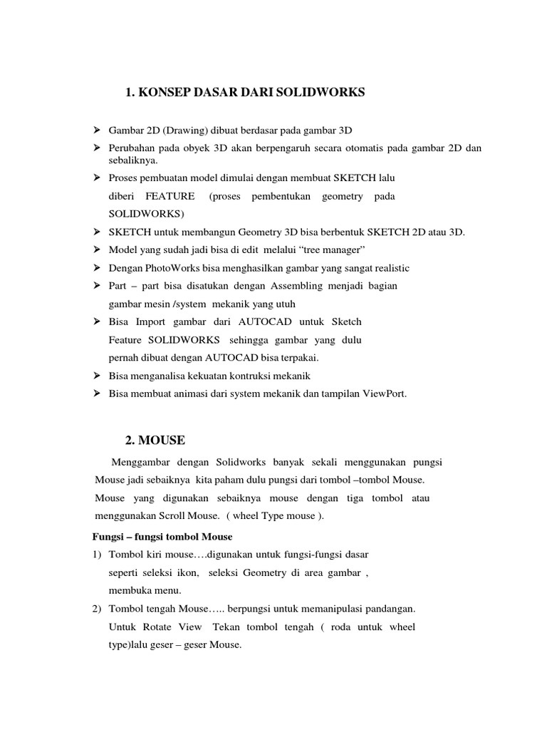 Modul Pembelajaran Software Solidwork | PDF