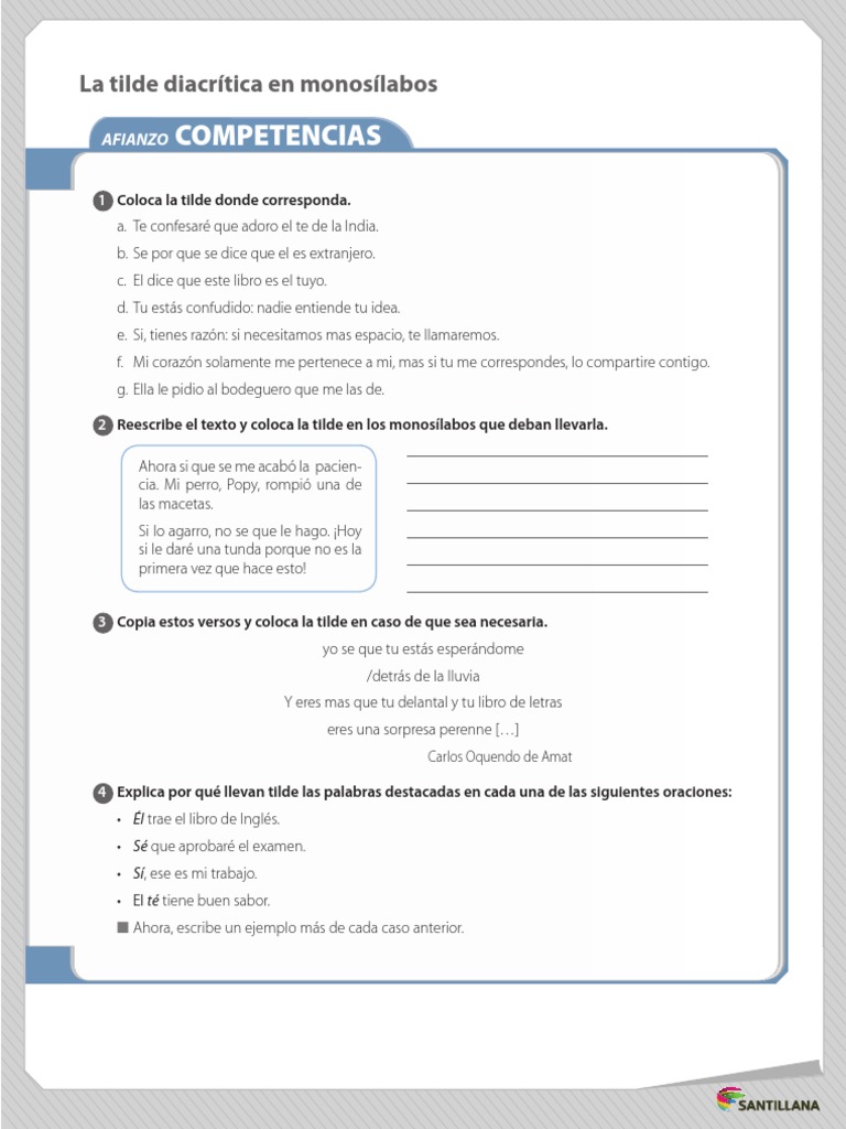 La Tilde Diacrítica en Monosílabos
