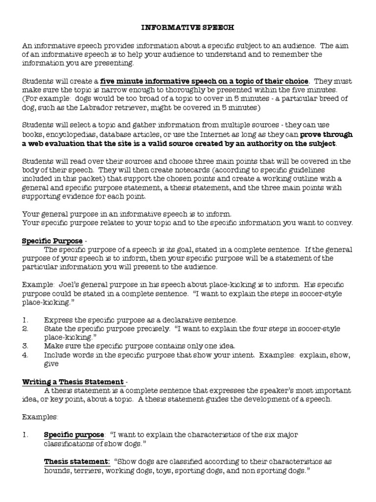 Informative Speech | PDF | Definition | Attention