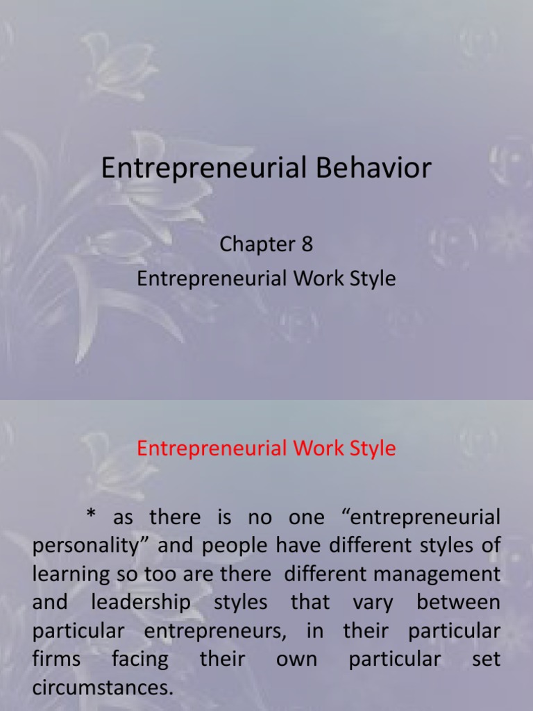 Entrep Behavior Chapter 8 | PDF | Learning Styles | Entrepreneurship
