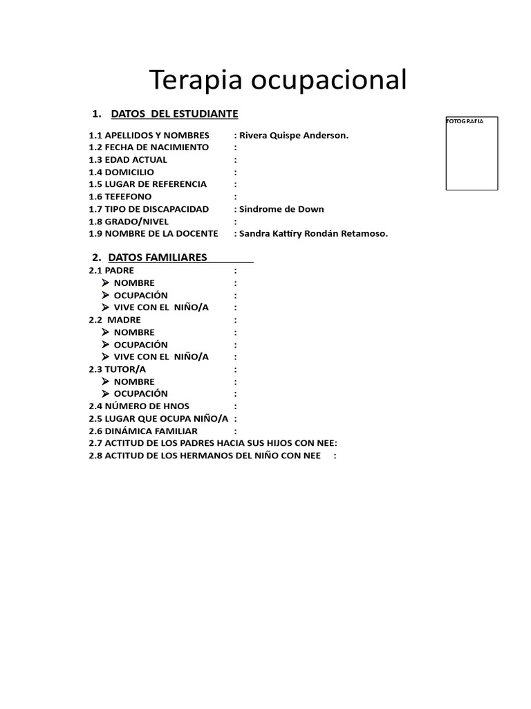 Terapia Ocupacional INFORME MENSUAL | PDF | Sicología