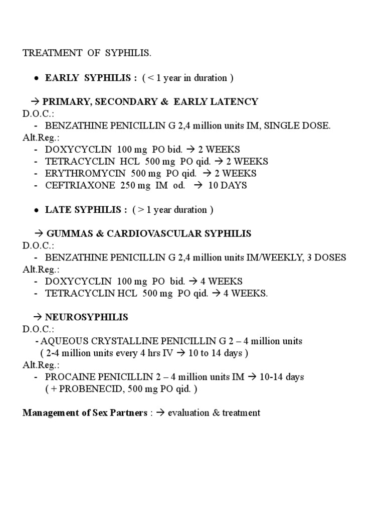 Treatment of Syphilis | PDF