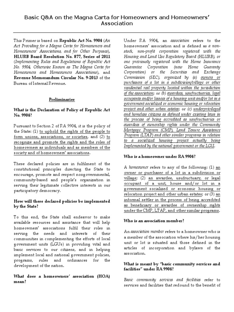 Updated Primer On RA 9904 | PDF | By Law | Board Of Directors